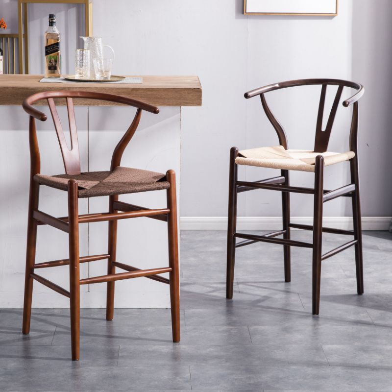 Scandinavian Wood Counter Stools Low Back Indoor Single Bar Stool with ...