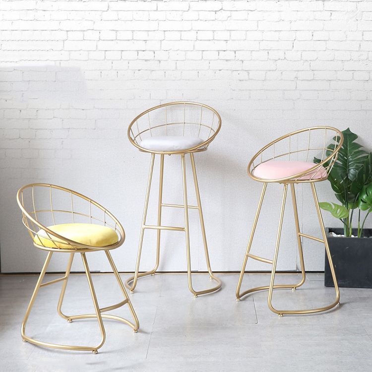 Nordic Style Bar-stool Bucket Counter Bar Stool with Metal Legs - Clearhalo