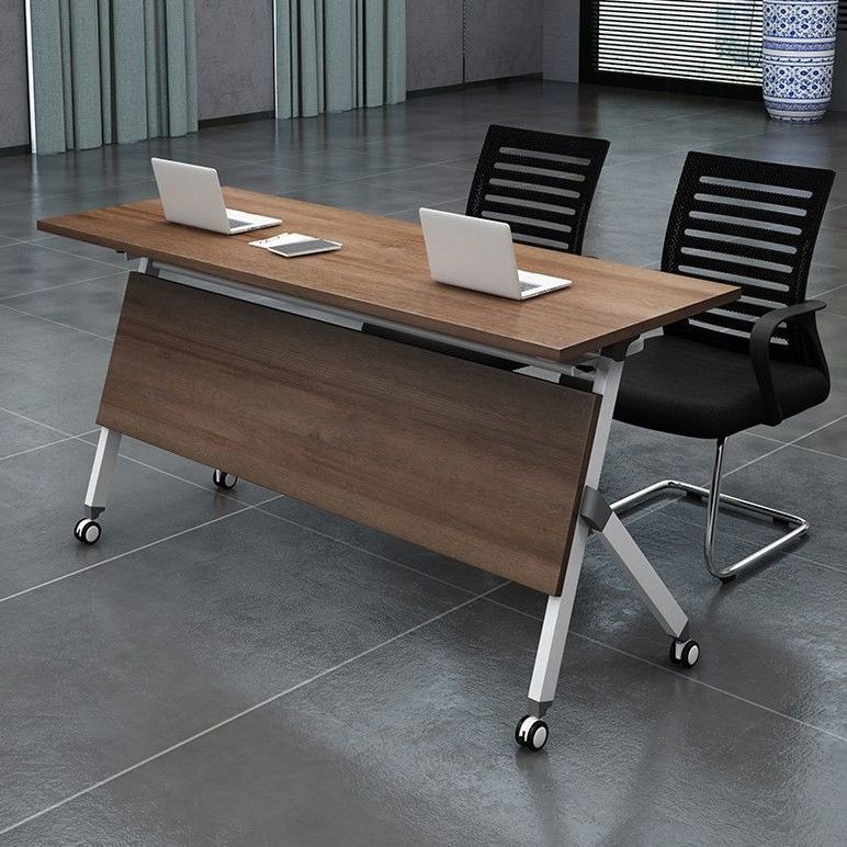 Contemporary Style Engineered Wood Desk Folding Trestle Base Desk with ...