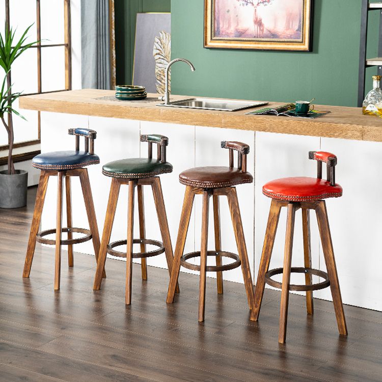 Modern Backrest Armless Counter Stool Wood Household Bar Stool with ...