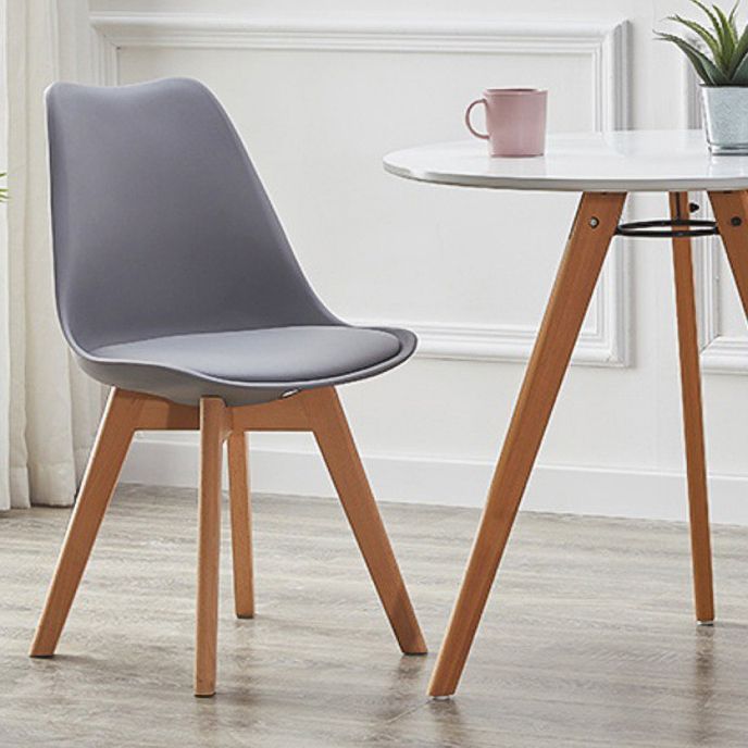 Modern Style Chairs Kitchen Armless Side Chair with Wooden Legs - Clearhalo