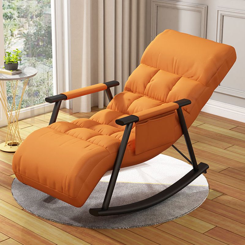 Modern Recliner Chair Solid Color Tufted Rocking Chair With Gray Frame ...