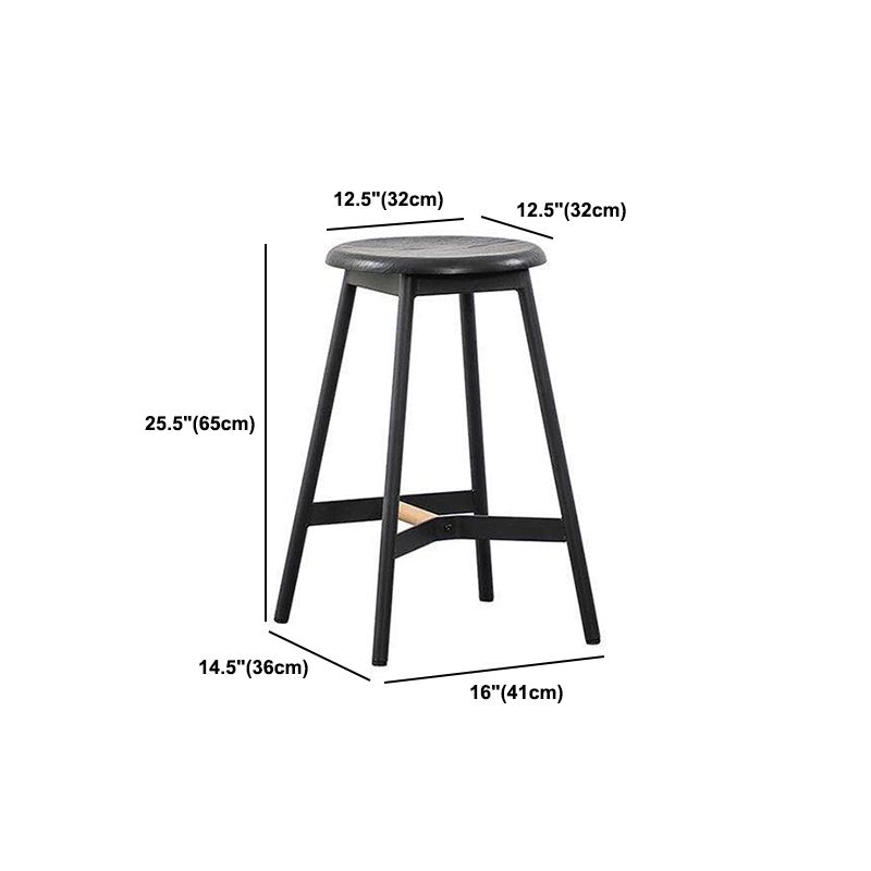 Black Round Counter-height Stool Industrial Backless Indoor Wood Bar ...