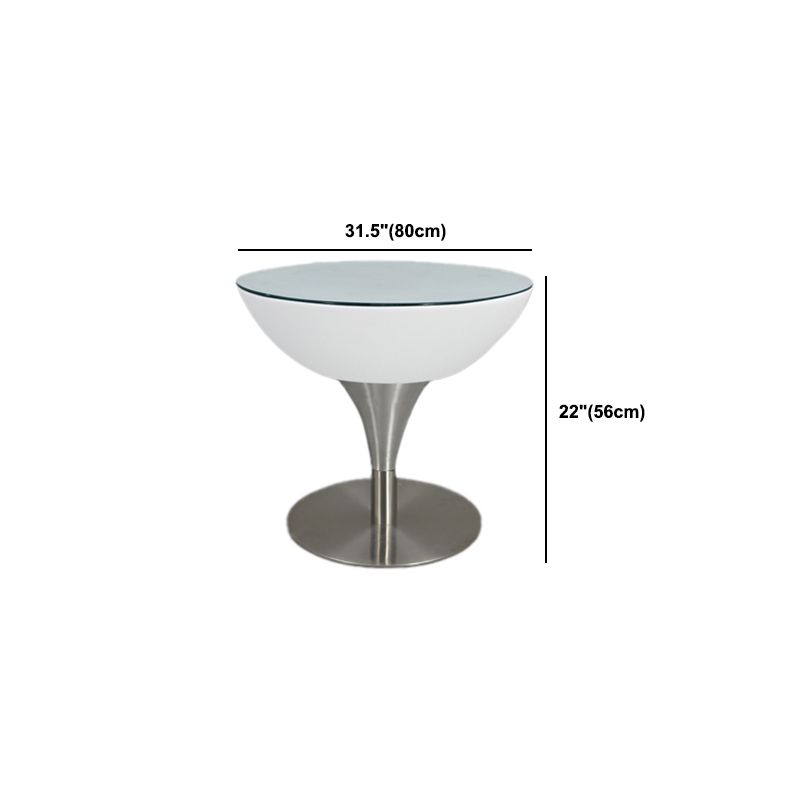 Modern White Plastic Counter Table with Round Table Top Silver Pedestal ...