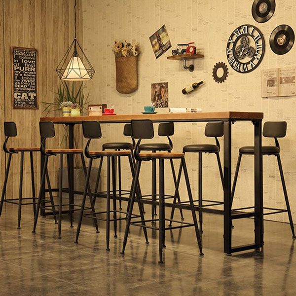 Pine Wood Top Rectangle Bar Table Industrial Bistro Table with Trestle ...