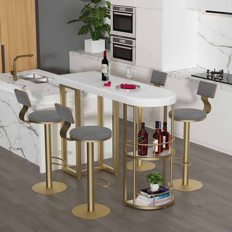 Irregular Shape Marble Pub Dining Set, 1/3/5 Pieces Luxury Counter ...