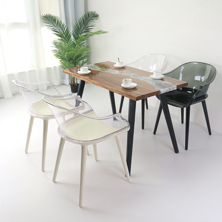 Glam Style Transparent Acrylic Arm Chair Multicolor Dining Arm Chair ...