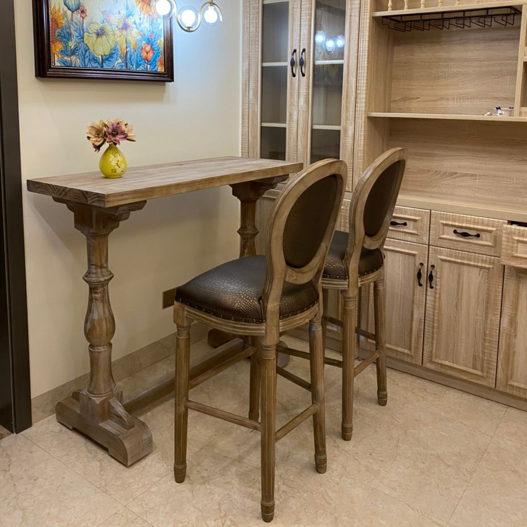 Brown Industrial Style Bar Table Solid Wood Cafe Casual Bar Table ...