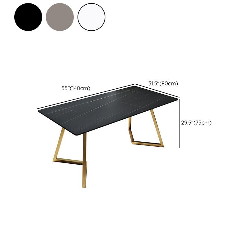 Glam Writing Desk Stone Rectangular 29.53" Tall Office Desk with Gold ...