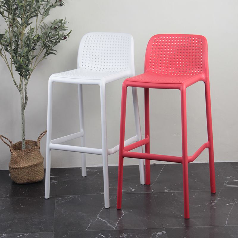 Modern Plastic Counter Stool Low Back Square Stool for Living Room ...
