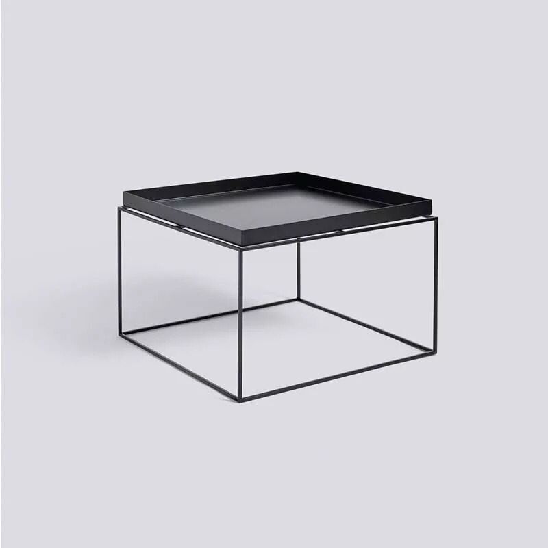 Iron Coffee Table Mid-Century Modern Frame Cocktail Table in Black ...