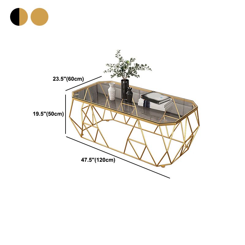 Modern Frame Cocktail Table Rectangular Glass Top Coffee Table for ...