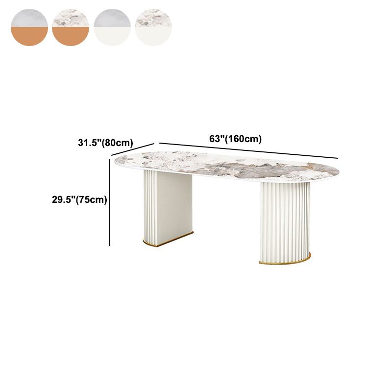 Sintered Stone Oval Dining Table Modern Dining Room Table with Double ...