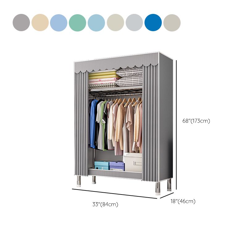 Modern Metal Frame Wardrobe Freestanding Wardrobe with Garment Rod ...