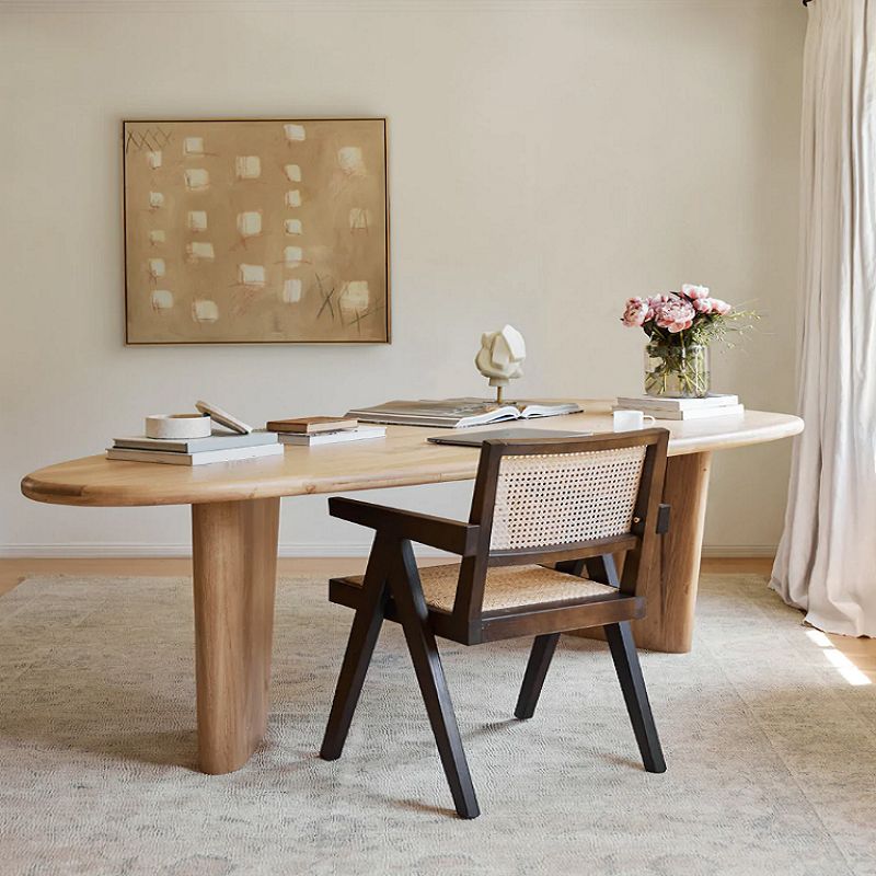 Irregular Shaped Office Conference Table Wood Writing Desk in Natural ...