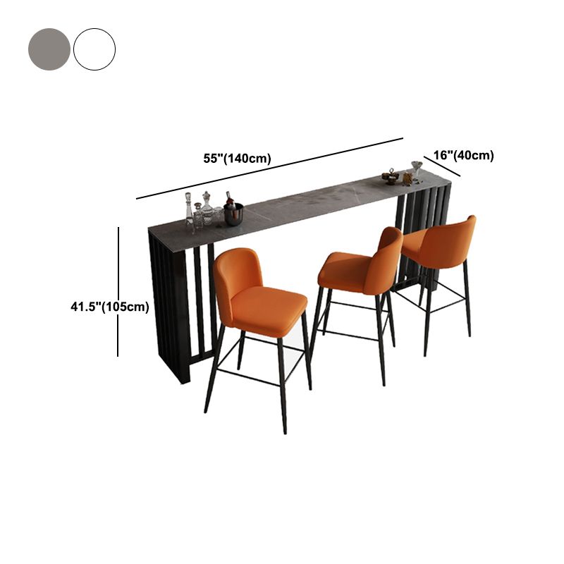 Modem Rectangle Stone Bar Table Double Pedestal Bistro Bar Desk - Clearhalo