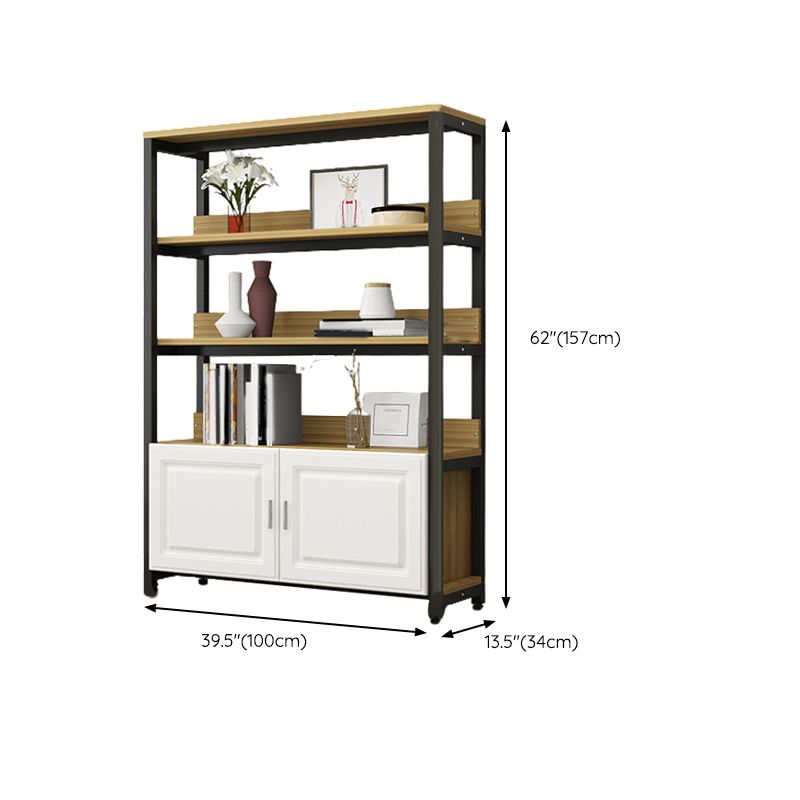 Metal Engineered Wood Shelf Bookcase Modern Home Open Book Shelf with 2 ...