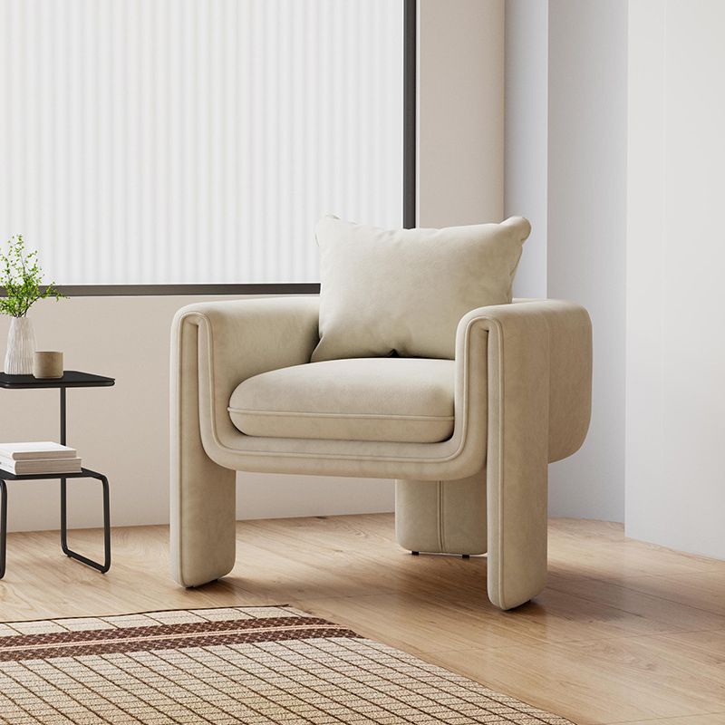 Modern Living Room Accent Armchair Round Arms Sled Arm Chair - Clearhalo
