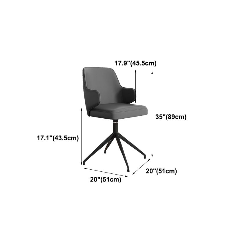 Fixed Arm Leather Office Chair Stainless Steel Frame Task Chair with 4 ...