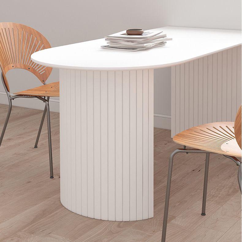 Irregular Shape Dining Table in White Modern Island Table with Double ...