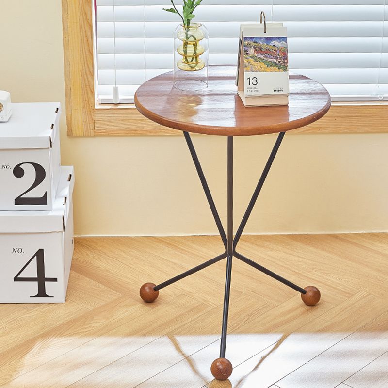 Scandinavian Solid Wood Round End Table Cross Legs Side Table - Clearhalo