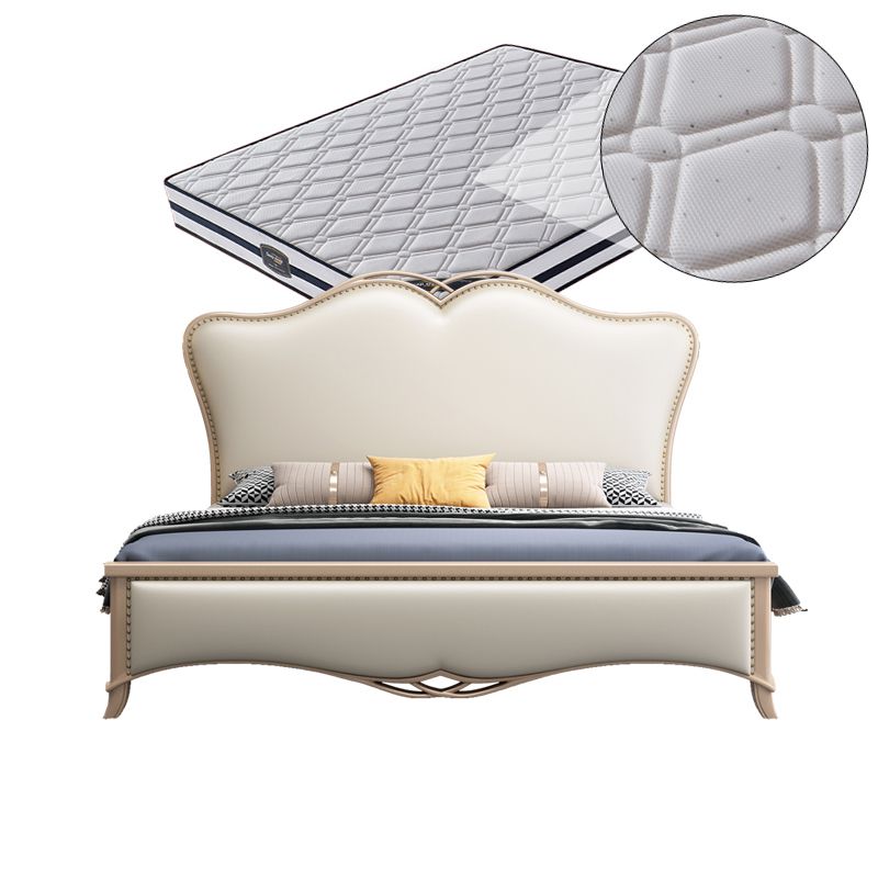 Contemporary 57" Tall Panel Bed with Upholstered Headboard, Solid Wood ...