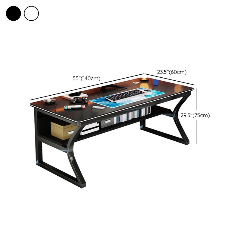 Modern Wooden Computer Desk Cable Management Rectangular Office Desk ...