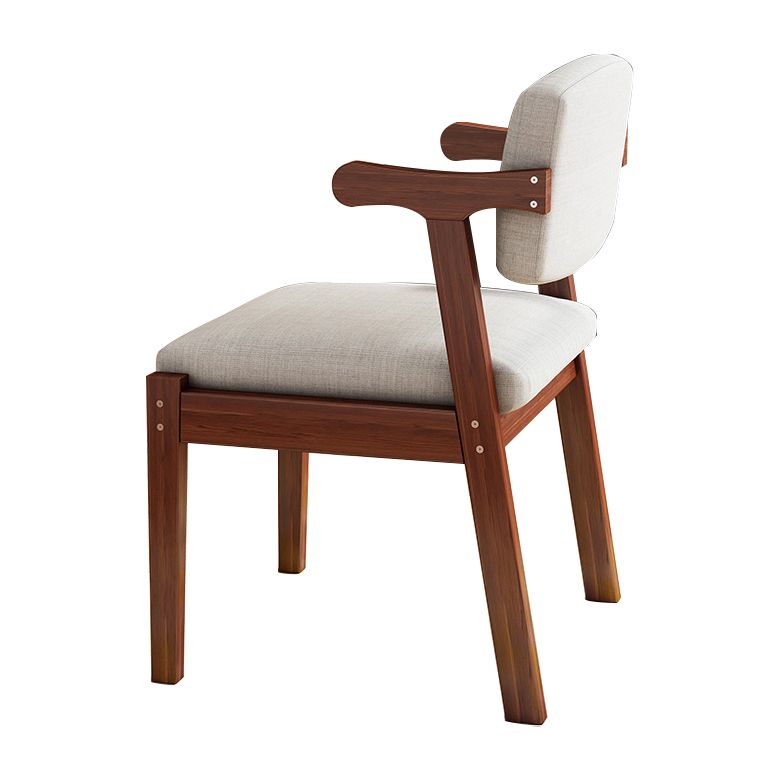 Contemporary Solid Wood Rubber Wood Arm Dining Chair with Upholstered ...