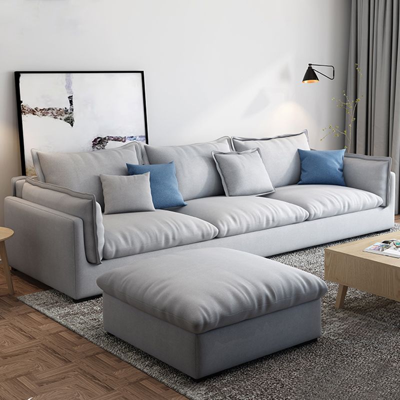 Light-grey Contemporary Sectional Stain-Resistant Living Room Solid ...