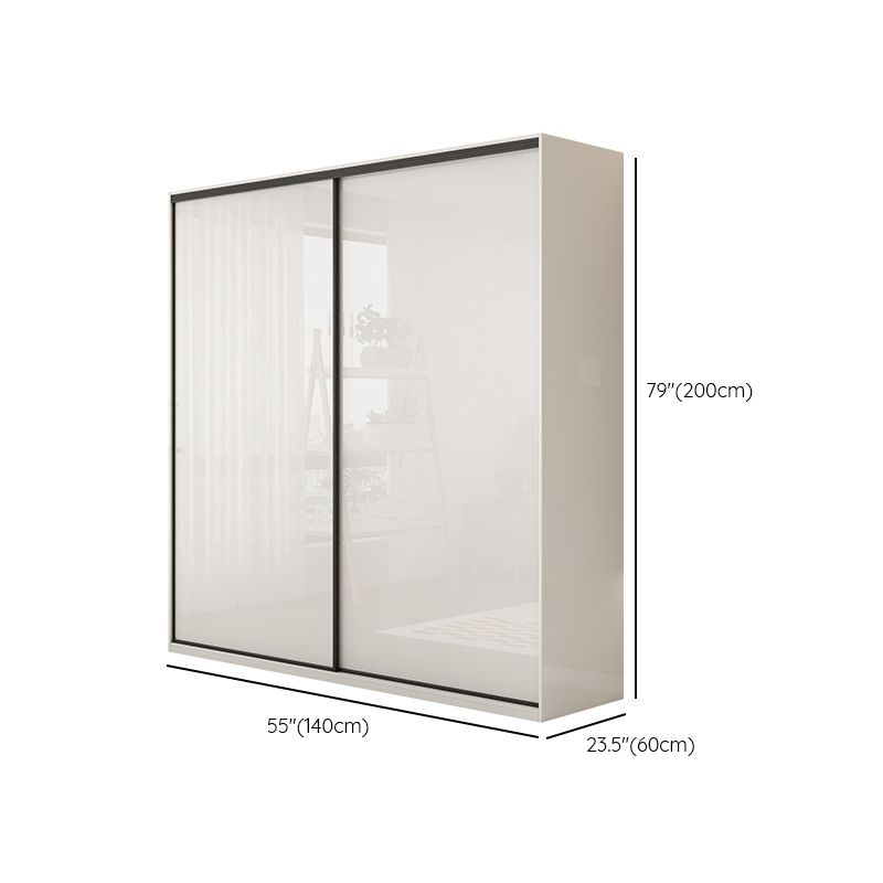 Modern Artificial Wood Wardrobe Armoire Freestanding Wardrobe in White ...