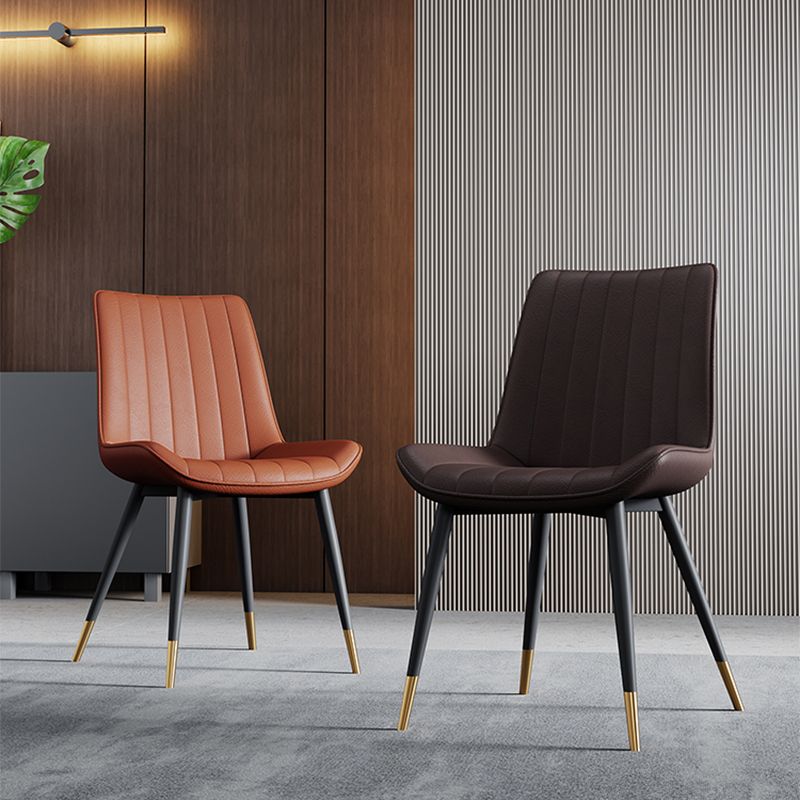 Home Scandinavian Arm Chair Upholstered Solid Back Metal Dining Room ...