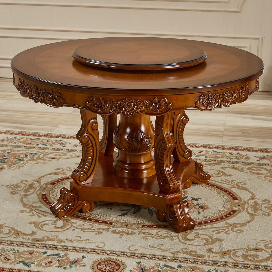 Solid Wood Victorian Round Dining Table Dining Table with Pedestal Base ...