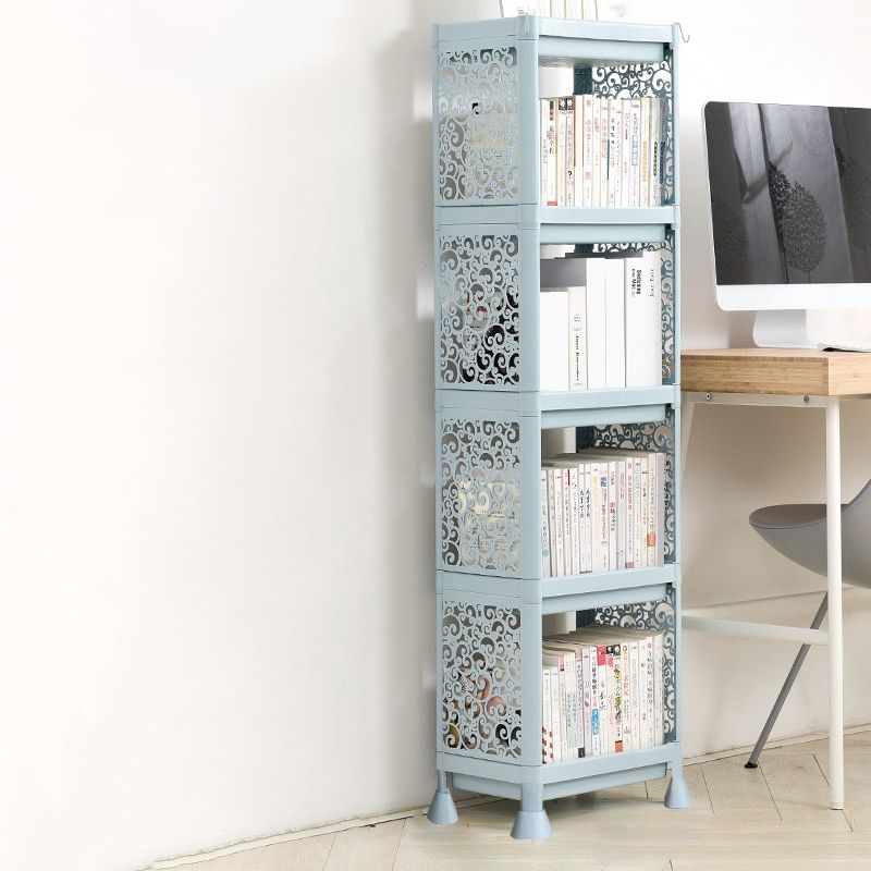 Contemporary Style Bookshelf Plastic Open Back Bookcase for Home Office ...