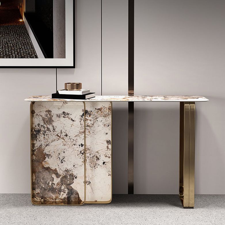16 inch Wide Glam Console Table Rectangle Stone Sofa Console Table ...