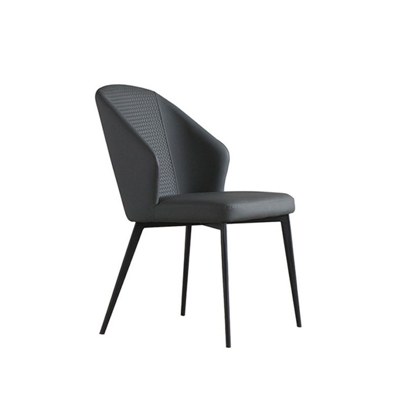 Contemporary Arm Chair Solid Back Metal Dining Room Chair for Indoor ...