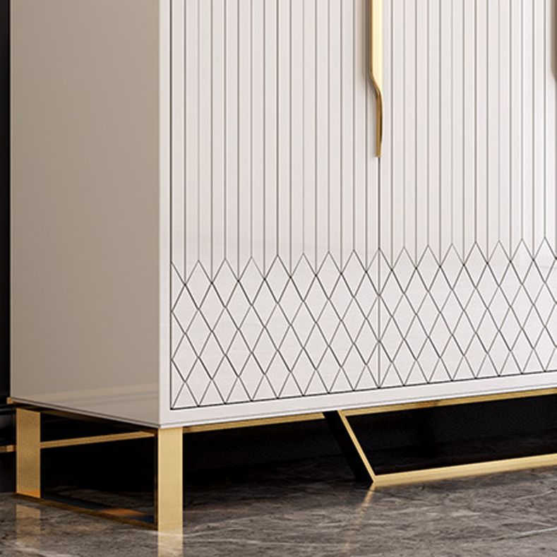 Glam Cabinets Dining Buffet 4 Doors Mirrored Buffet Sideboard - Clearhalo