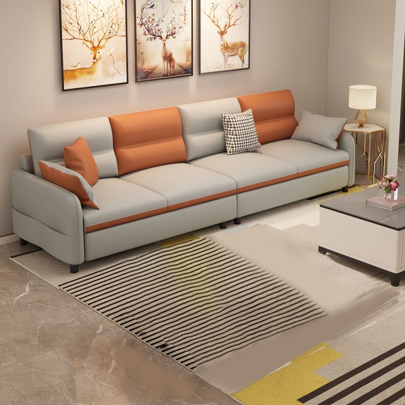 Contemporary Fabric Loose Back Sofa 29.53"High Pillow Top Arm Sofa with ...