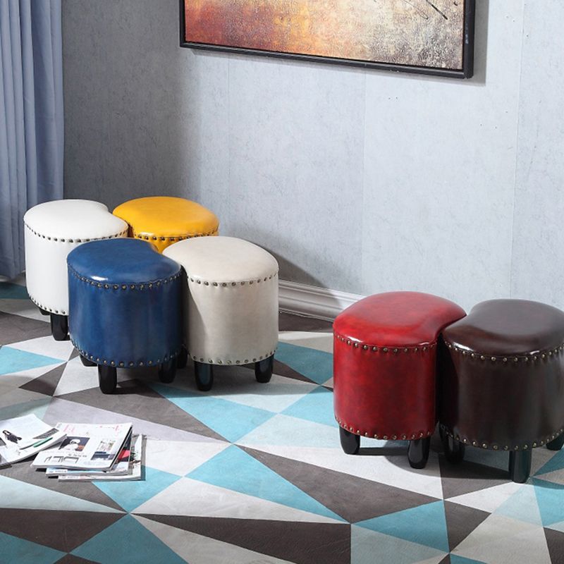 Modern Irregular Leather Ottoman Water Resistant Footstool Ottoman with ...