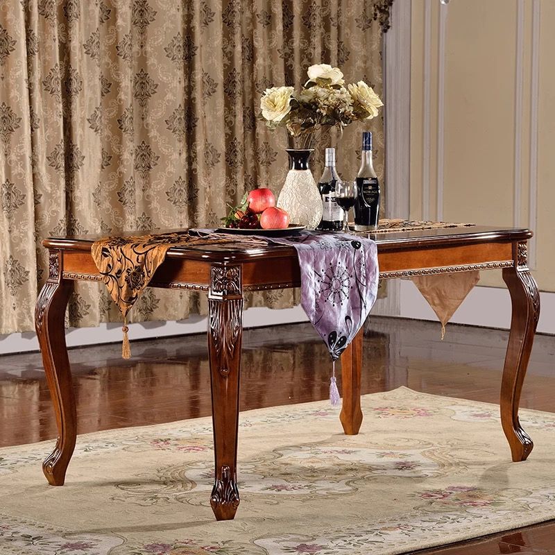 Rectangle Shape Retro Modern Dining Table Wood Color Fixed Table of ...