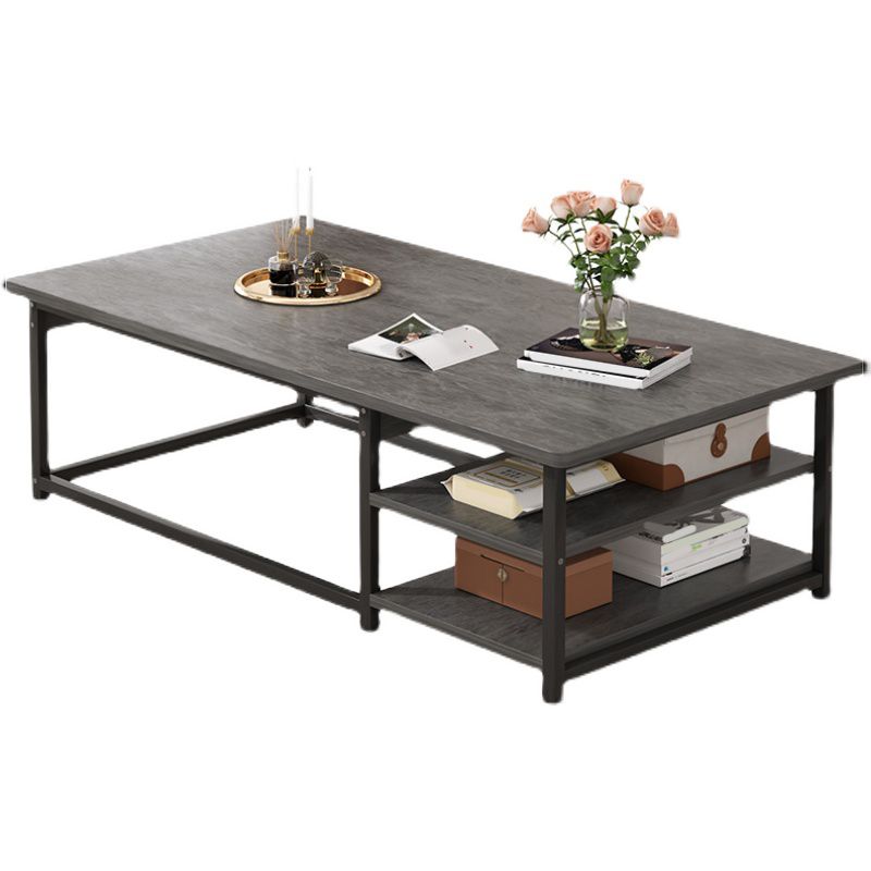 Modern Rectangular Frame Coffee Cocktail Table with Storage Shelves ...