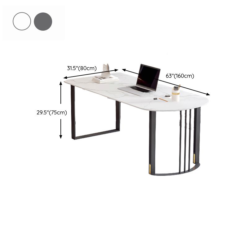 Industrial Half-Circle Office Desk Antique Finish Computer Desk with ...