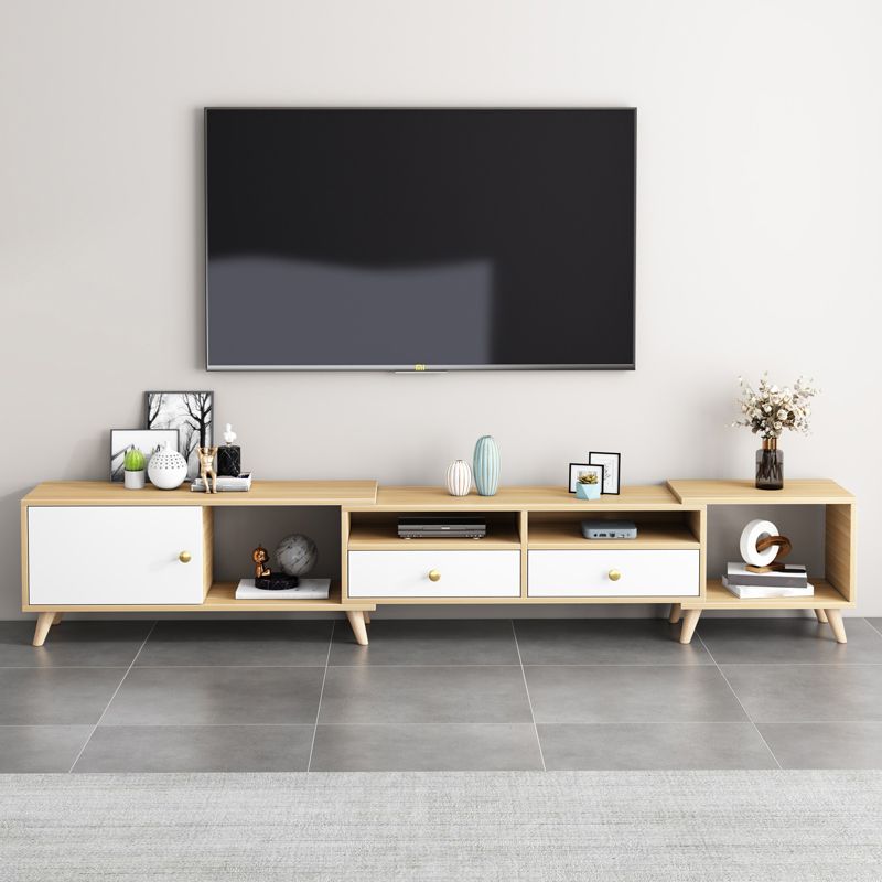 Scandinavian TV Console with Drawers Engineered Wood TV Stand - Clearhalo