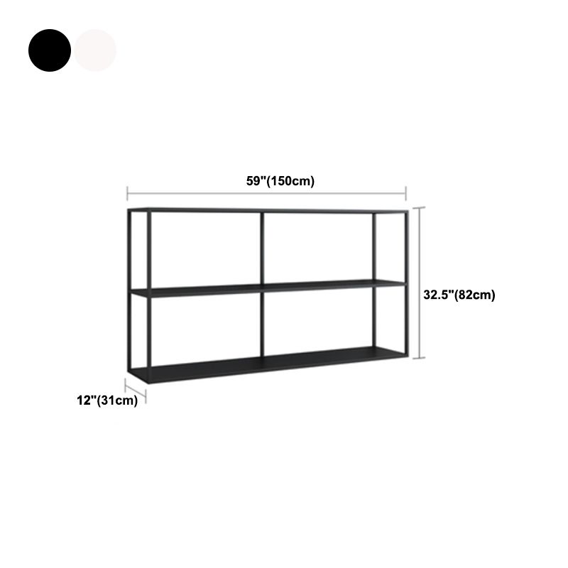 Rectangle Open Black Bookshelf Modern Metal Storage Bookcase - Clearhalo