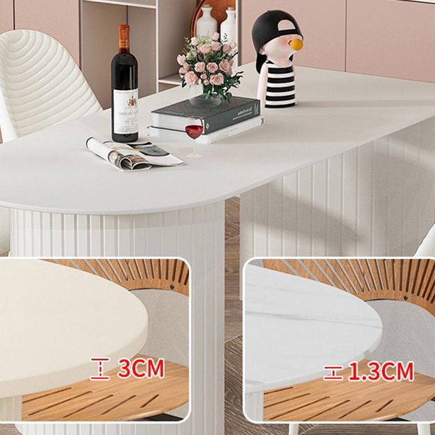 Modern White Top Oval Dinette Table White Base Dining Table for Living ...