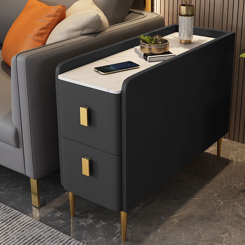 Rectangular Pine 4 Legs Side Table 11.8" Wide Two-Drawer End Table ...