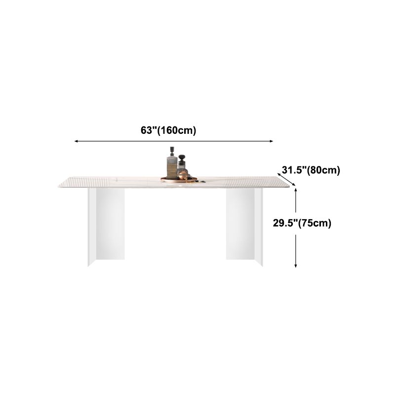 Modern White Stone Table Rectangle Dining Room Table for Kitchen ...