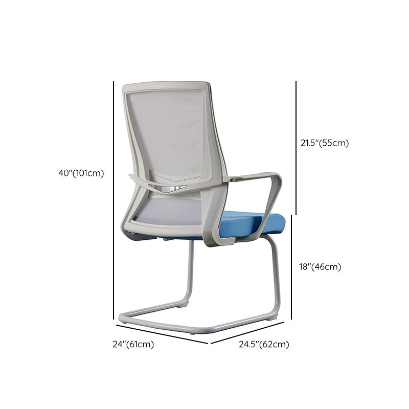 Modern White Frame Office Chair Mid-Back Mesh Chair with Armrest ...