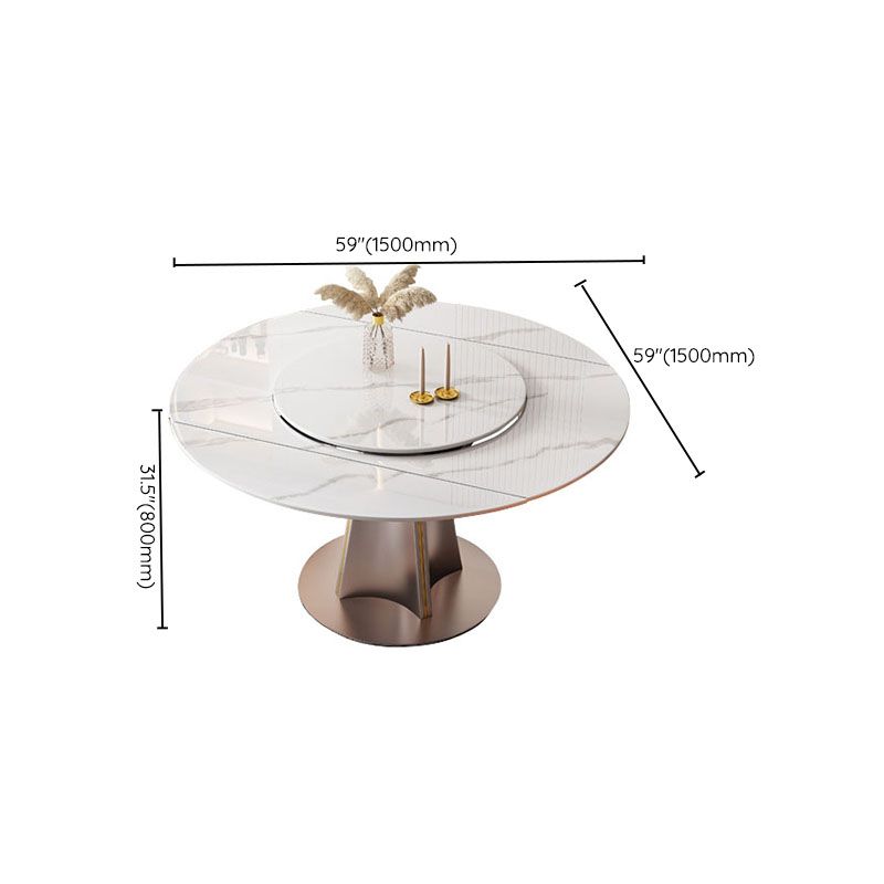 Metal Pedestal Dining Table Extendable Dining Table for Kitchen - Clearhalo