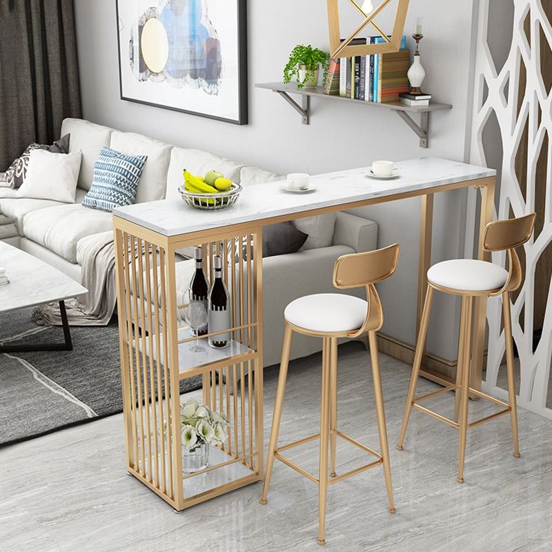 Contemporary Living Room Counter Height Table Storage Marble Bar Height ...