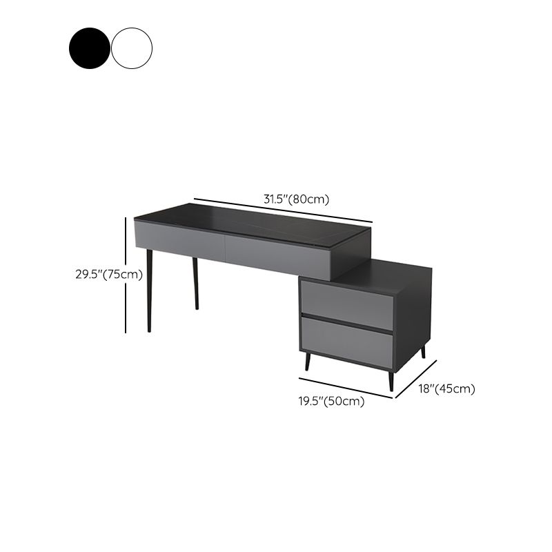 Rectangular Shaped Modern Office Table Stone Writing Desk in Black ...